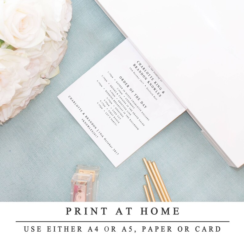 2 Sided Wedding Program Template Printable Editable Wedding | Etsy