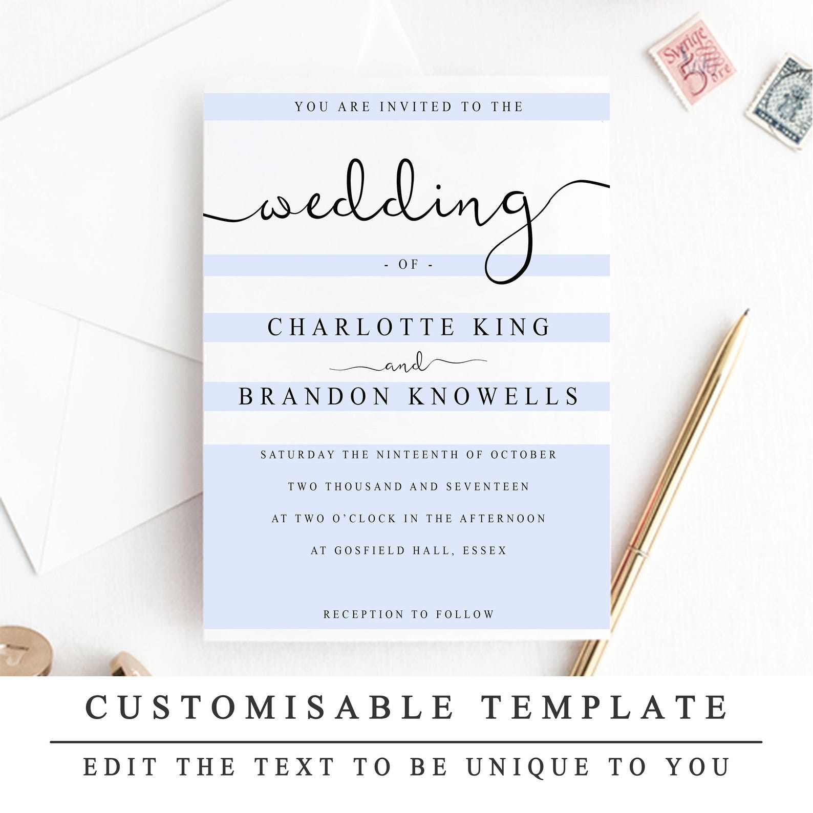 Print At Home Wedding Invitation Template DIY Wedding | Etsy