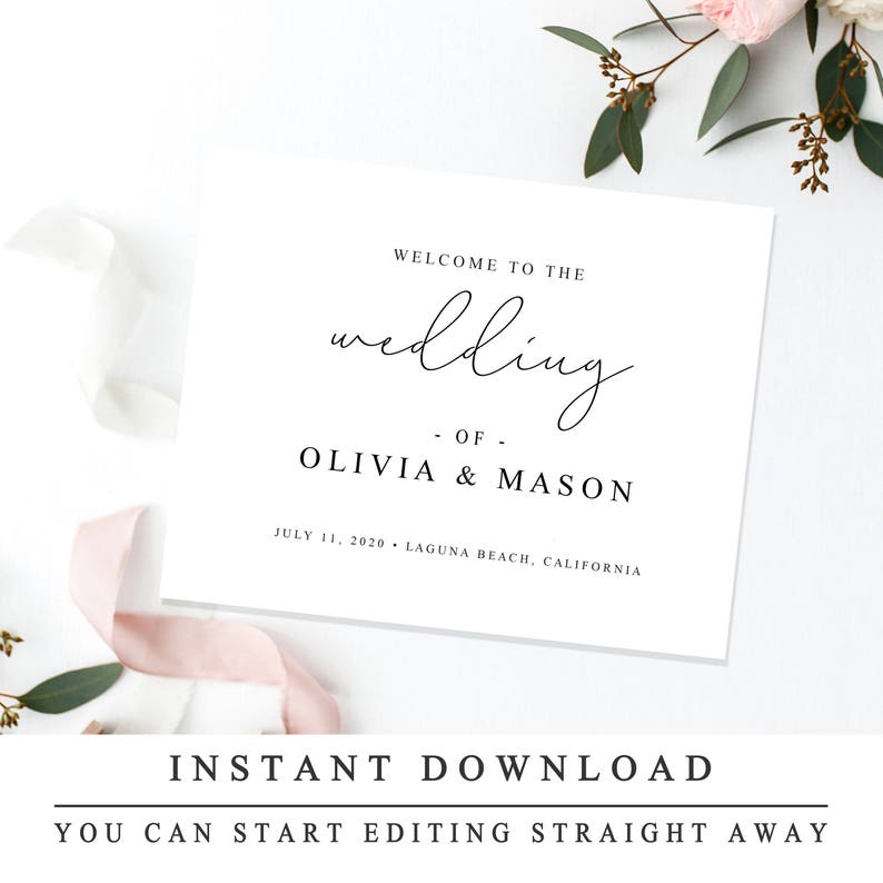Printable Wedding Welcome Sign Template Wedding Welcome | Etsy