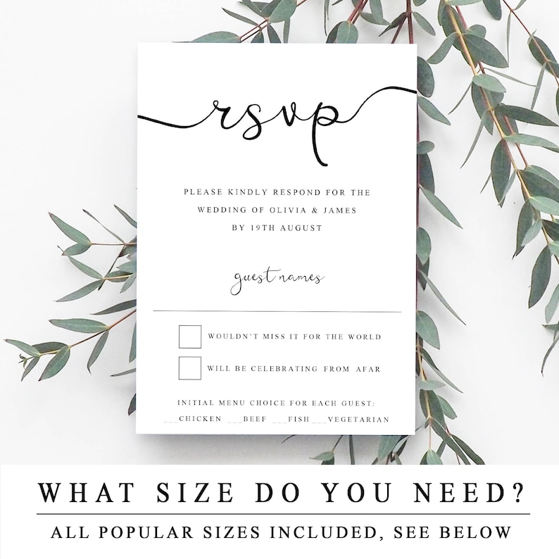 Wedding RSVP Design in 'the One' Style 7 Sizes to - Etsy New Zealand