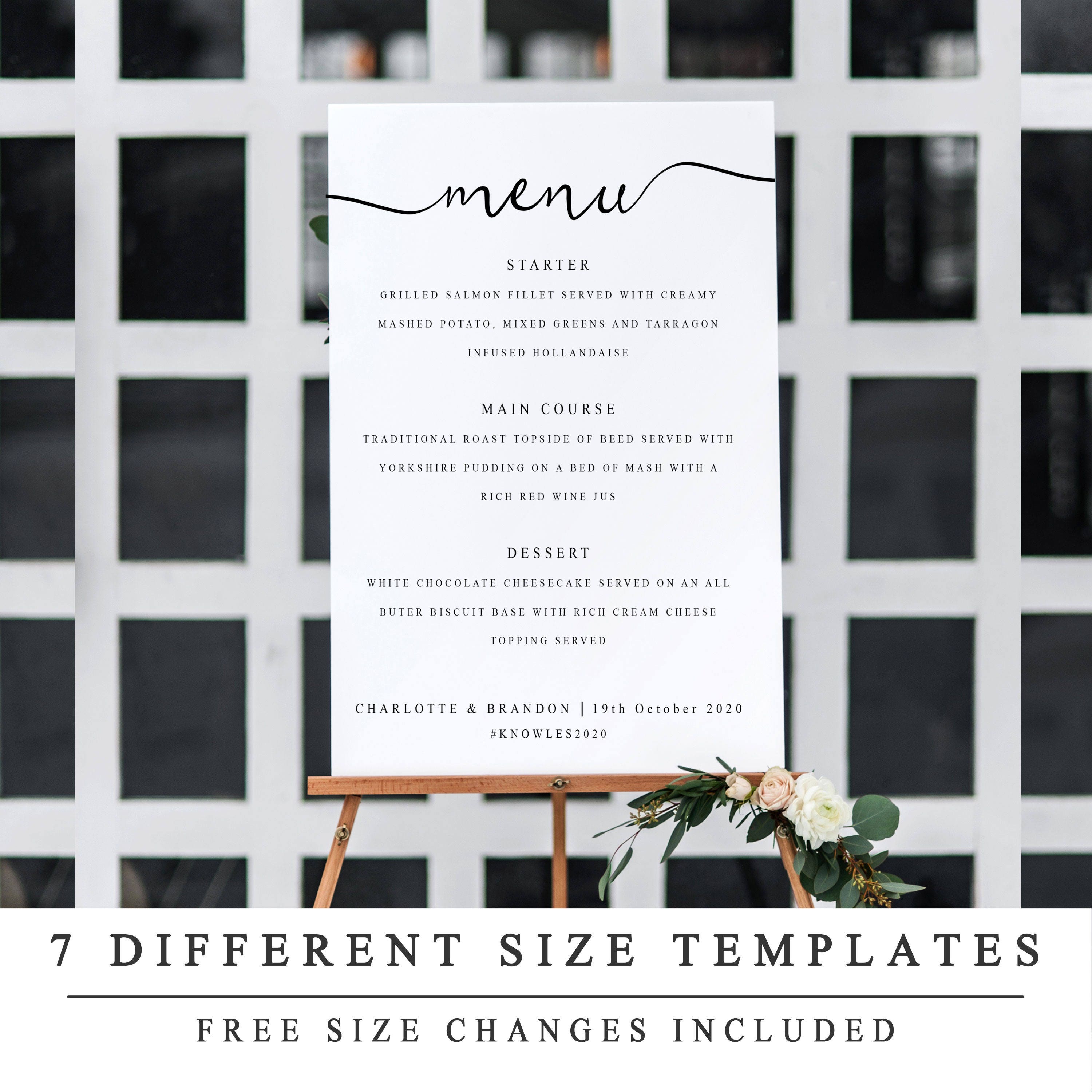 DIY Printable Wedding Menu Template Calligraphy Wedding Menu | Etsy