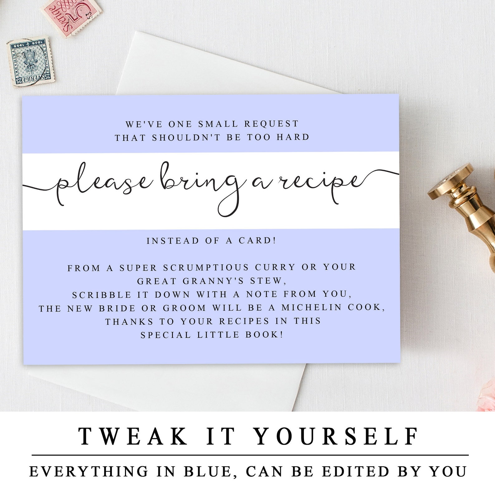 Please Bring a Recipe Instead of a Card! Insert for Bridal Shower ...