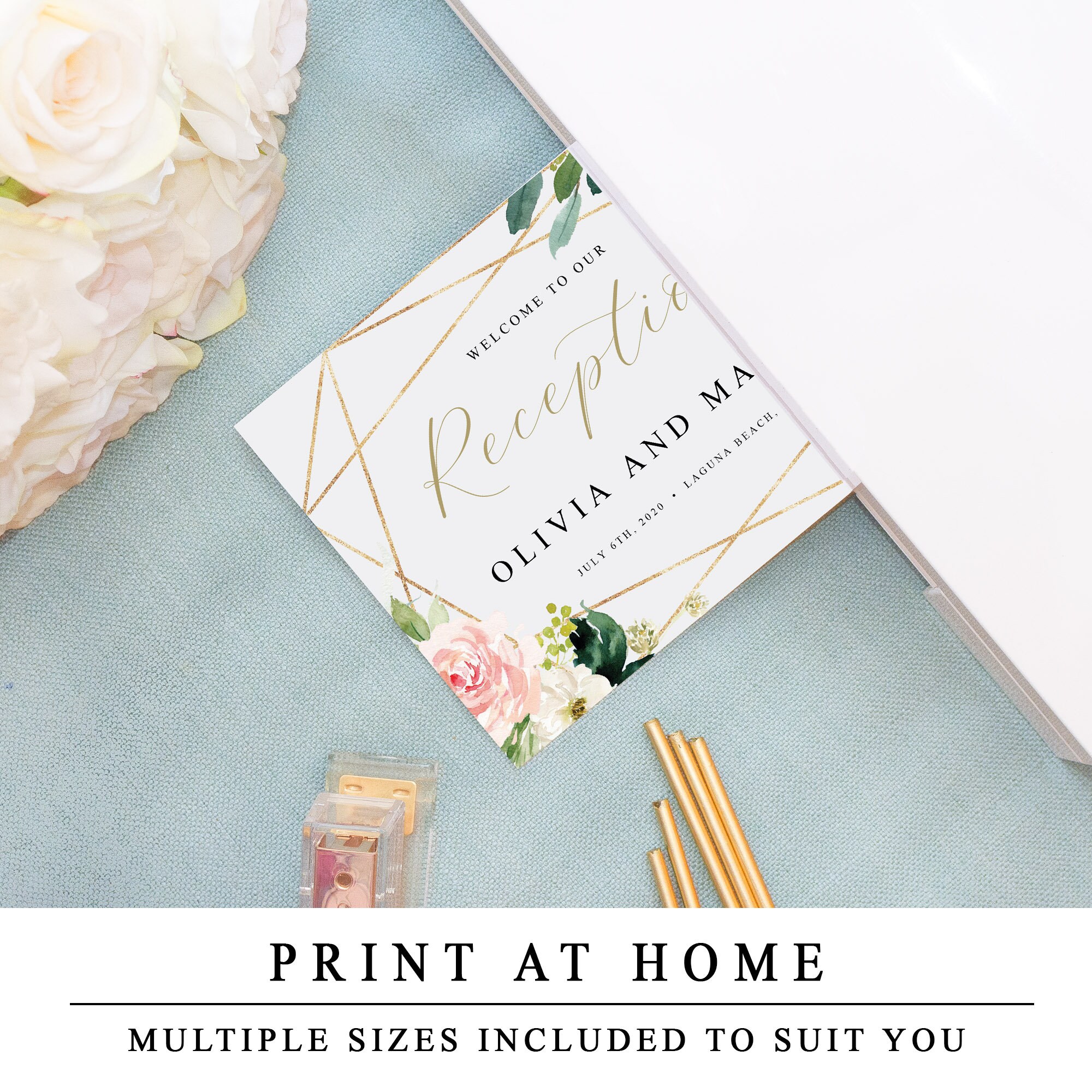 Wedding Welcome Reception Sign in Pink Geometric Welcome To | Etsy