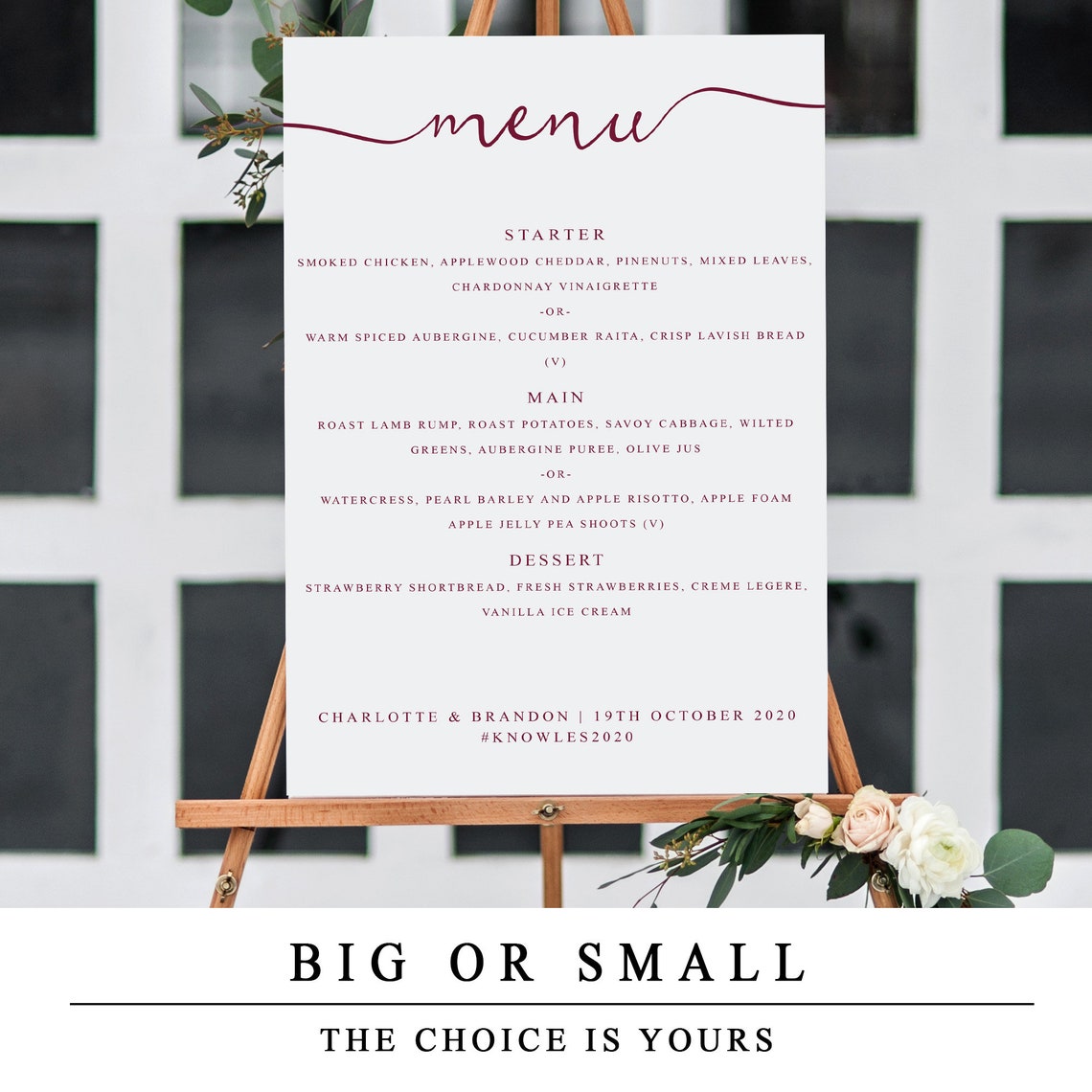 Wedding Menu Template WINE / Dark Red / Burgundy Printable | Etsy