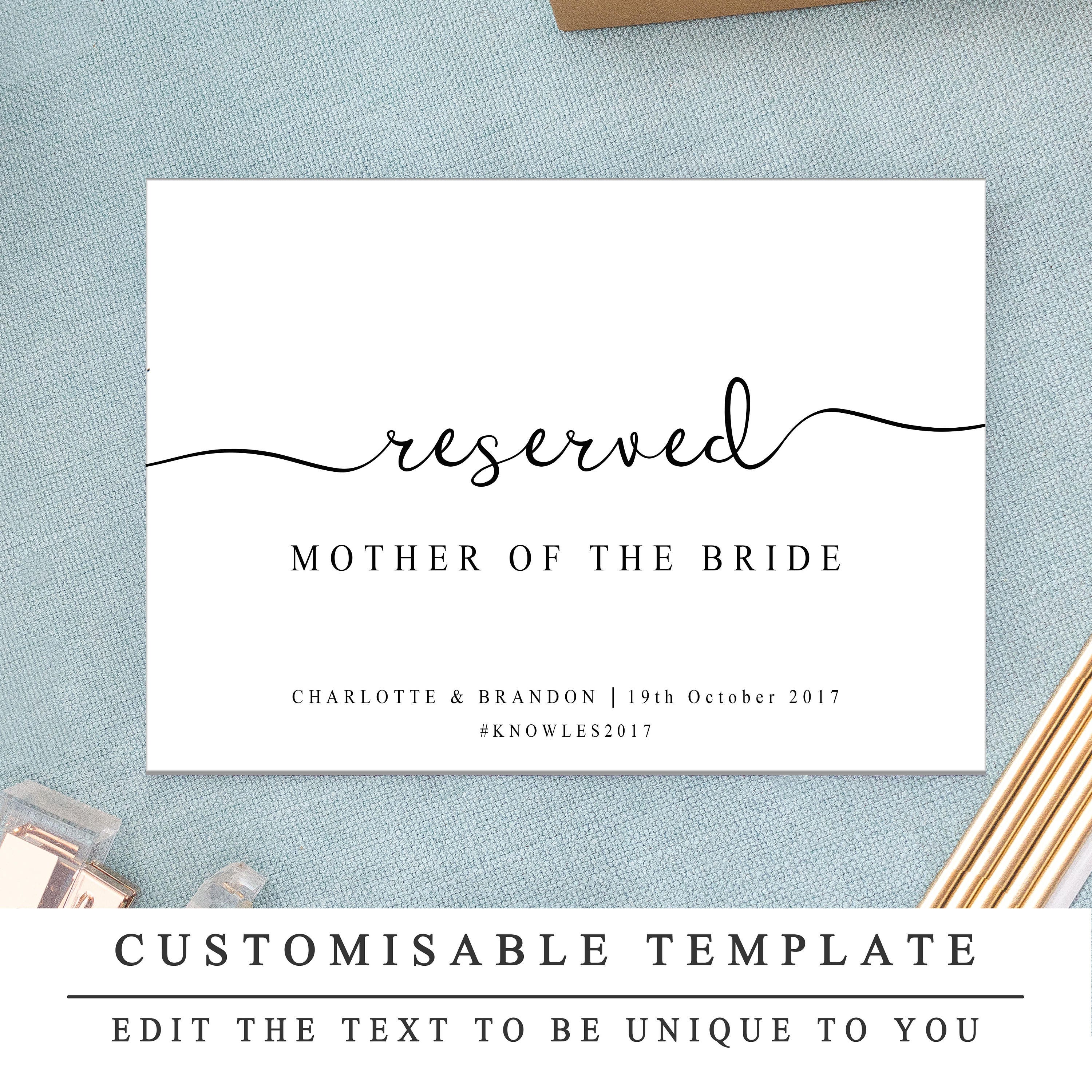 Reserved Wedding Ceremony Seating Sign Reserved Chair Sign | Etsy