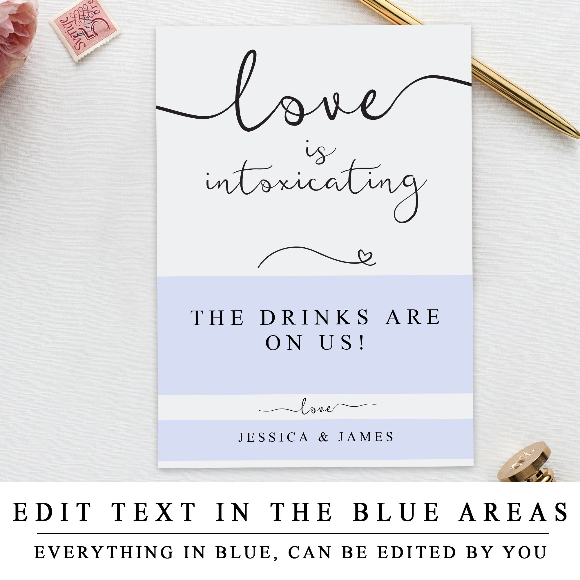 Love is Intoxicating Sign DIY Personalize the Template and | Etsy