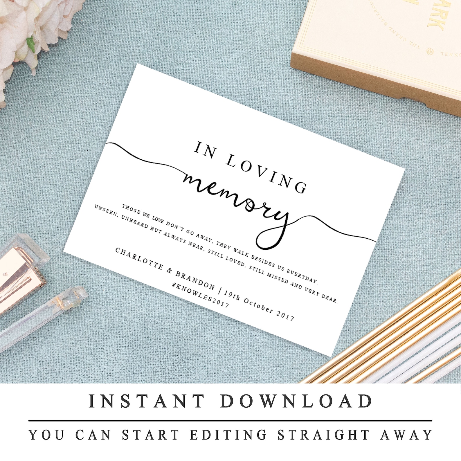 In Loving Memory Sign Template, Printable in Memory Sign, Print at Home ...