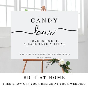 DIY Printable Wedding Sign, Wedding Candy Bar Sign, Sweet Cart Sign ...