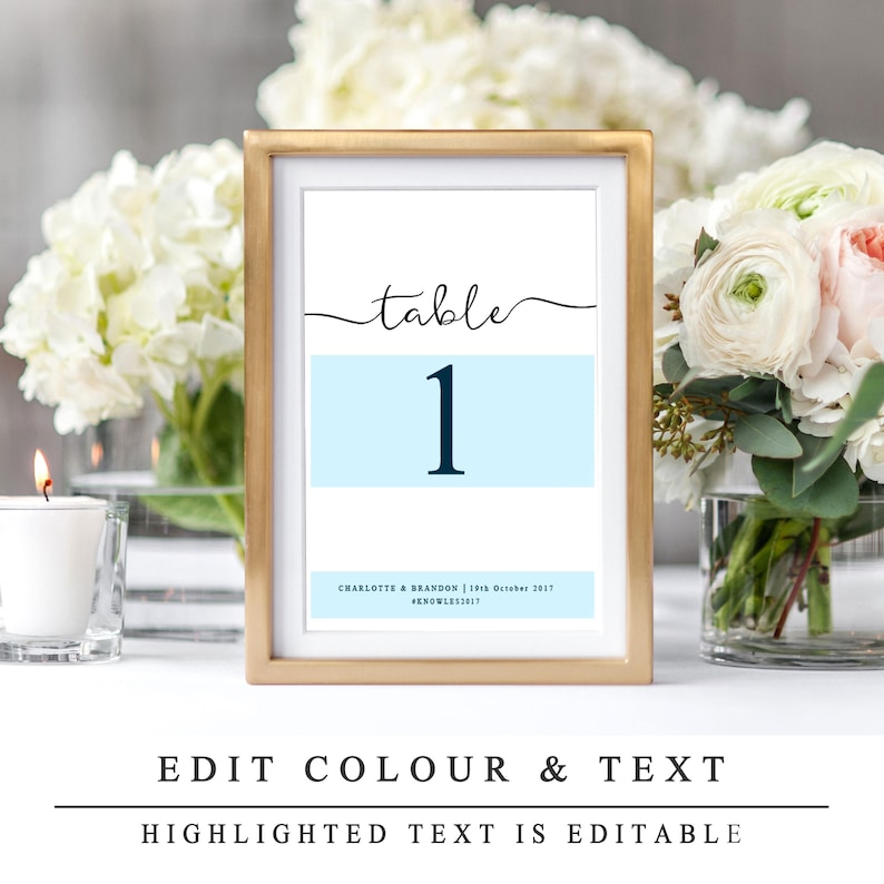 DIY Wedding Table Names and Number Template Printable - Etsy Canada