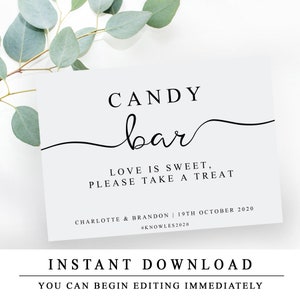 DIY Printable Wedding Sign, Wedding Candy Bar Sign, Sweet Cart Sign ...