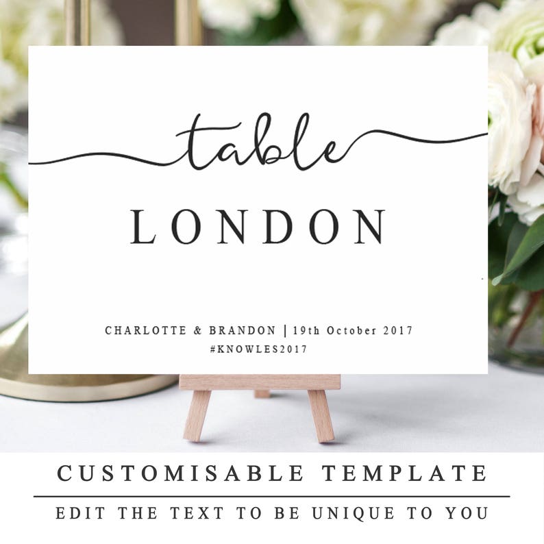 DIY Wedding Table Names and Number Template Printable - Etsy Canada