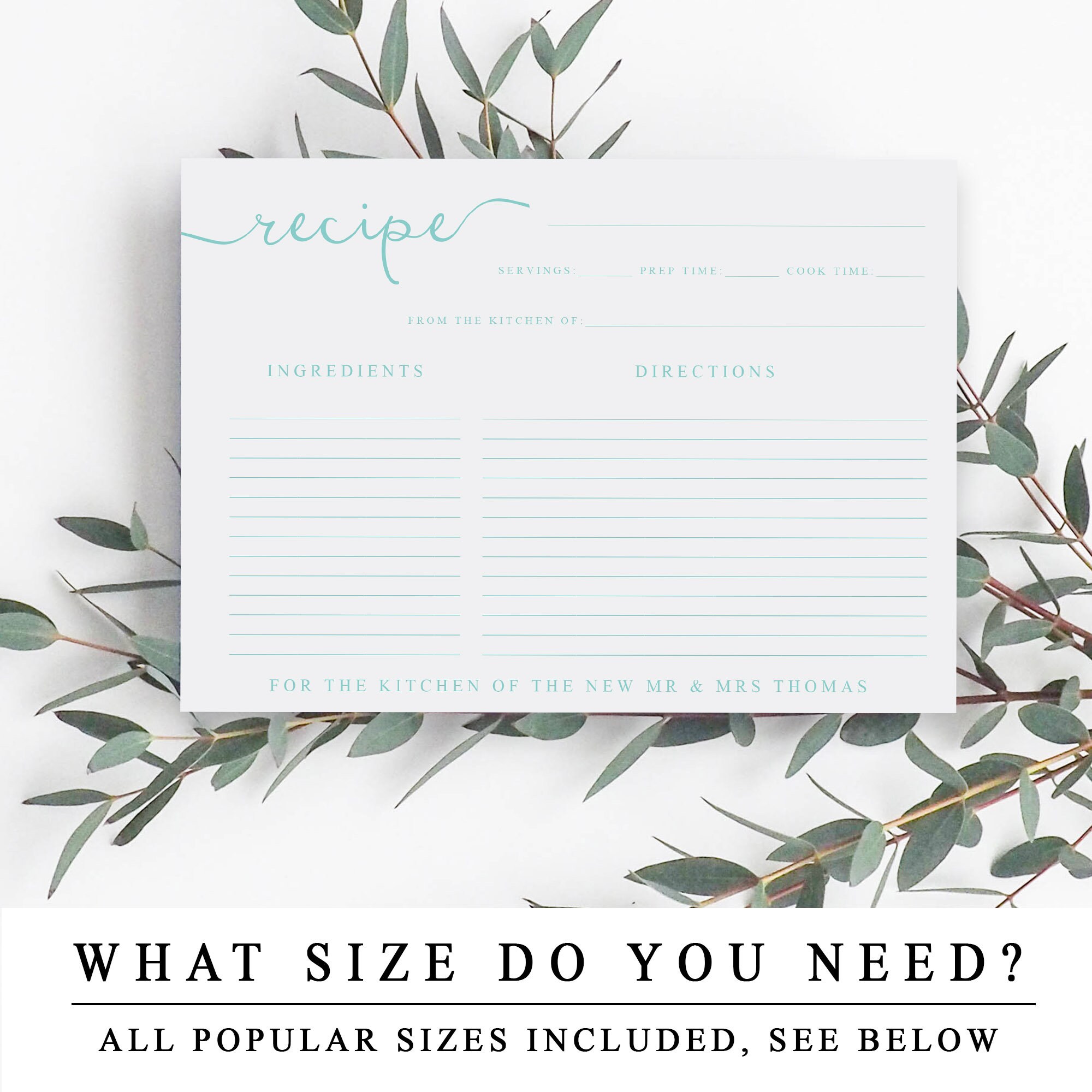 Wedding Recipe Card Template In MINT Bridal Shower Download Etsy wedding-recipe-card-template-in-mint-bridal-shower-download-etsy
