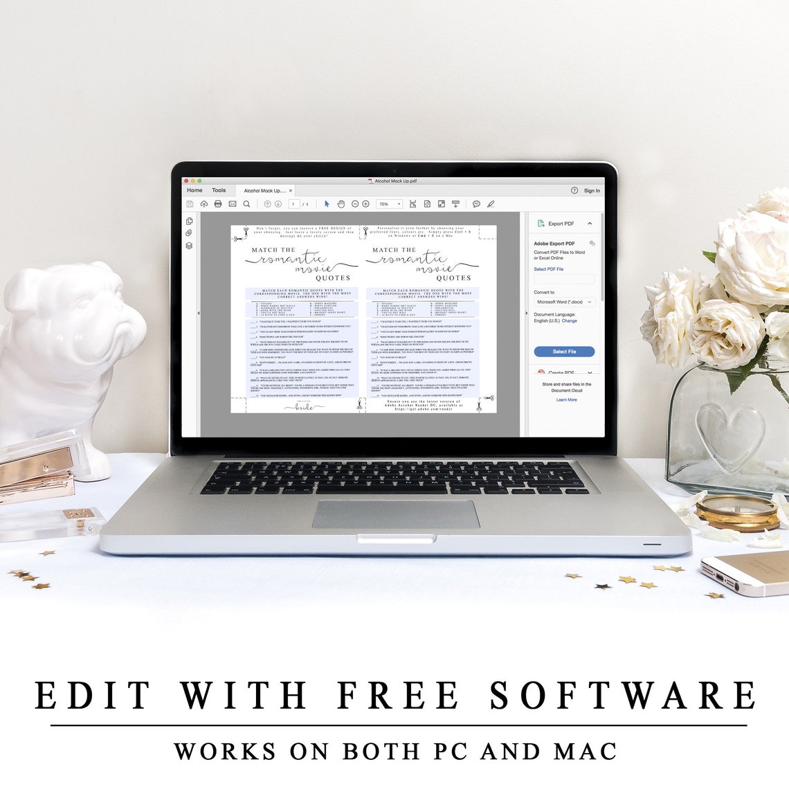 Match the Movie Quote Game - Editable and Printable, Bridal Shower ...