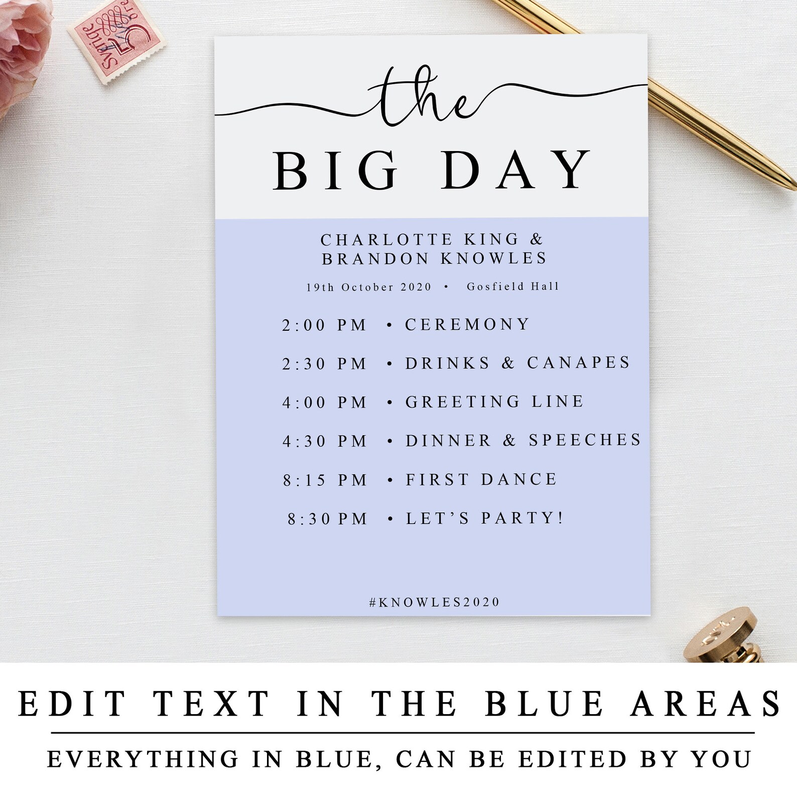 The Big Day Sign, Order of the Day Wedding Sign, Printable Wedding ...