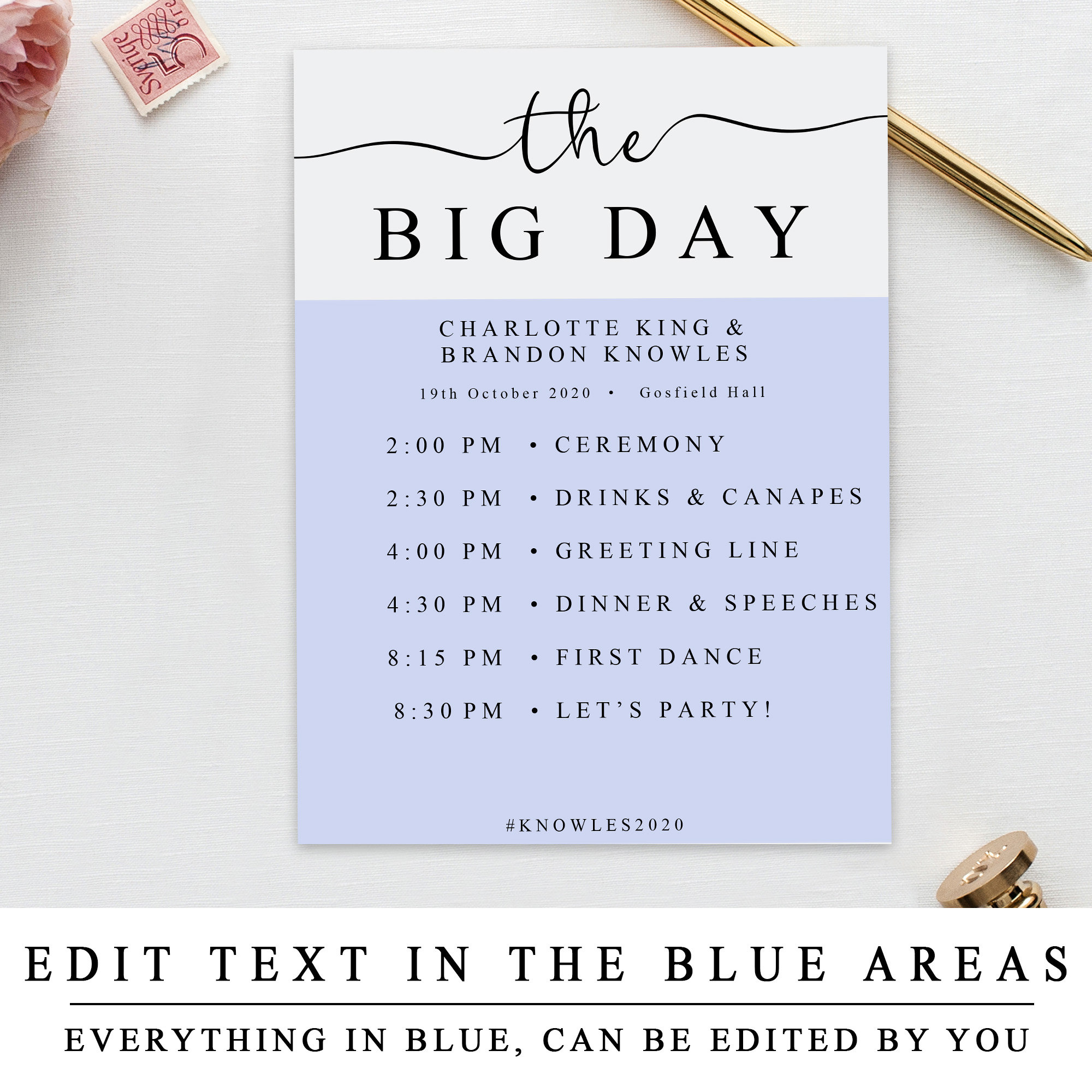 The Big Day Sign Order of the Day Wedding Sign Printable - Etsy UK