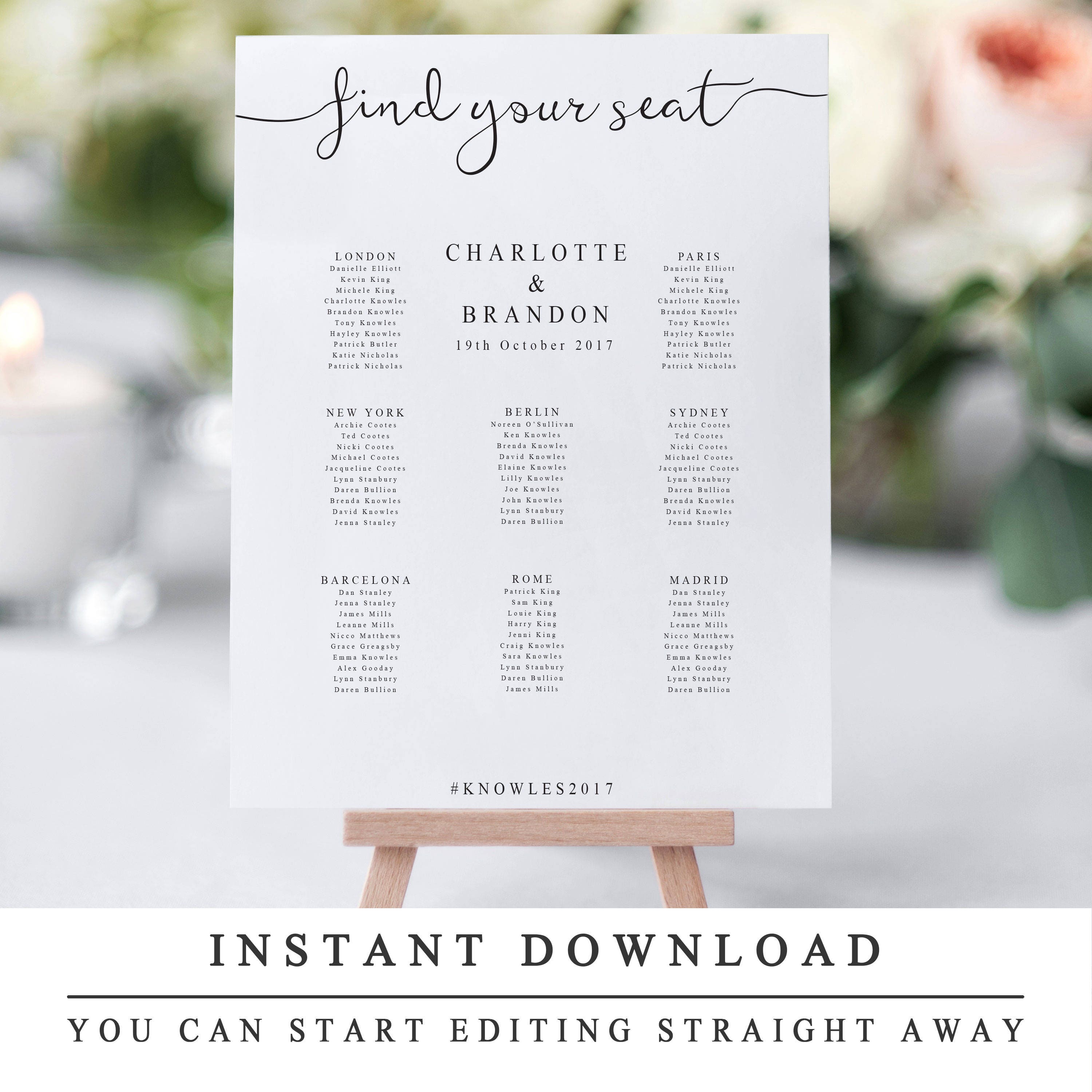 Find Your Seat Wedding Seating Plan in 'The One' | Etsy
