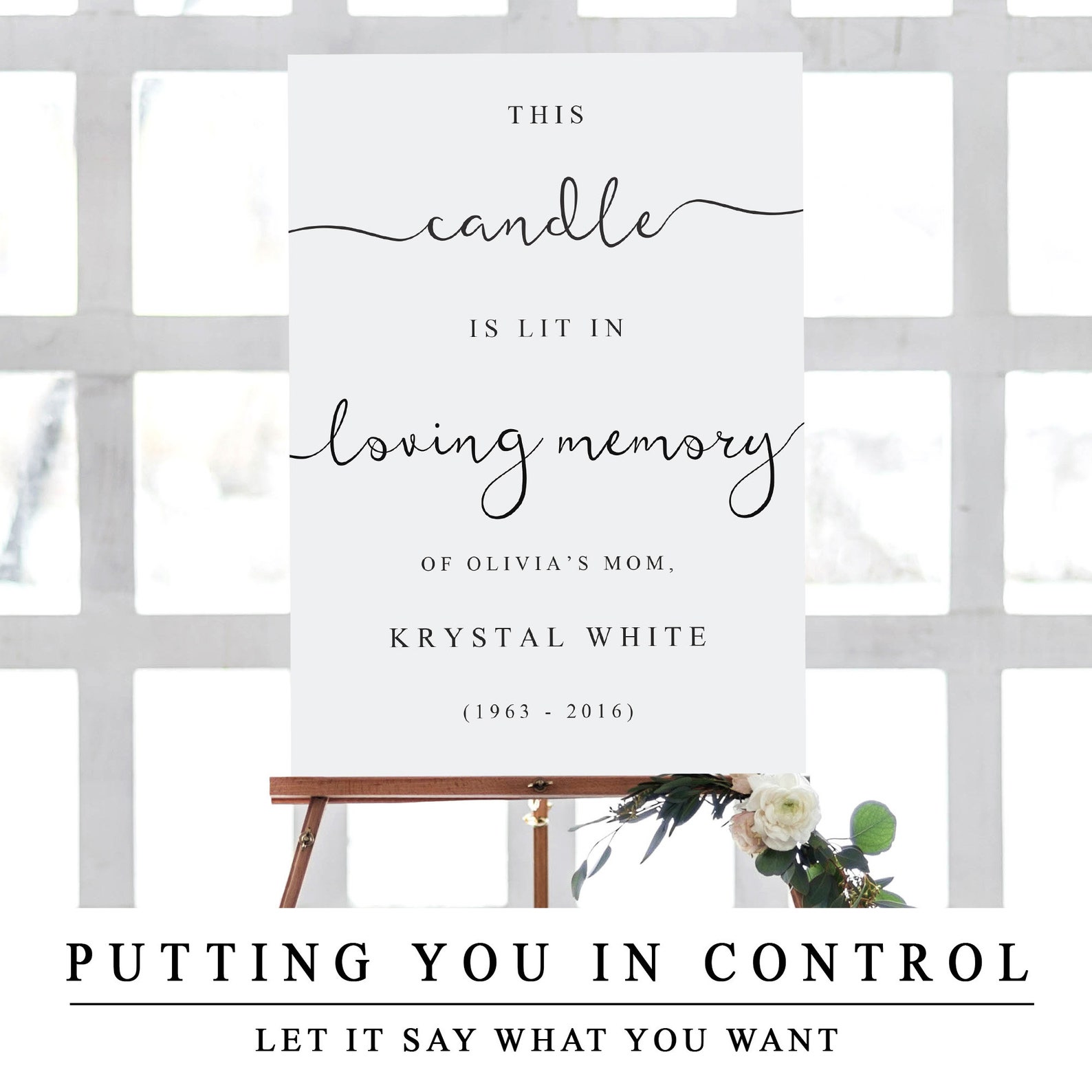 This Candle is Lit in Loving Memory Sign DIY Personalize the - Etsy