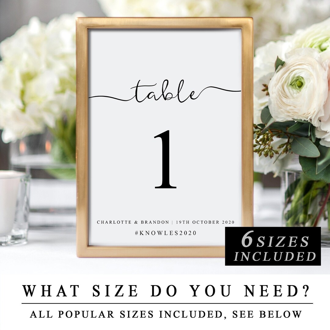Print at Home Wedding Table Number Sign, DIY Wedding Table Names and ...