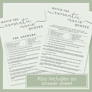 Match the Movie Quote Game - Editable and Printable, Bridal Shower ...