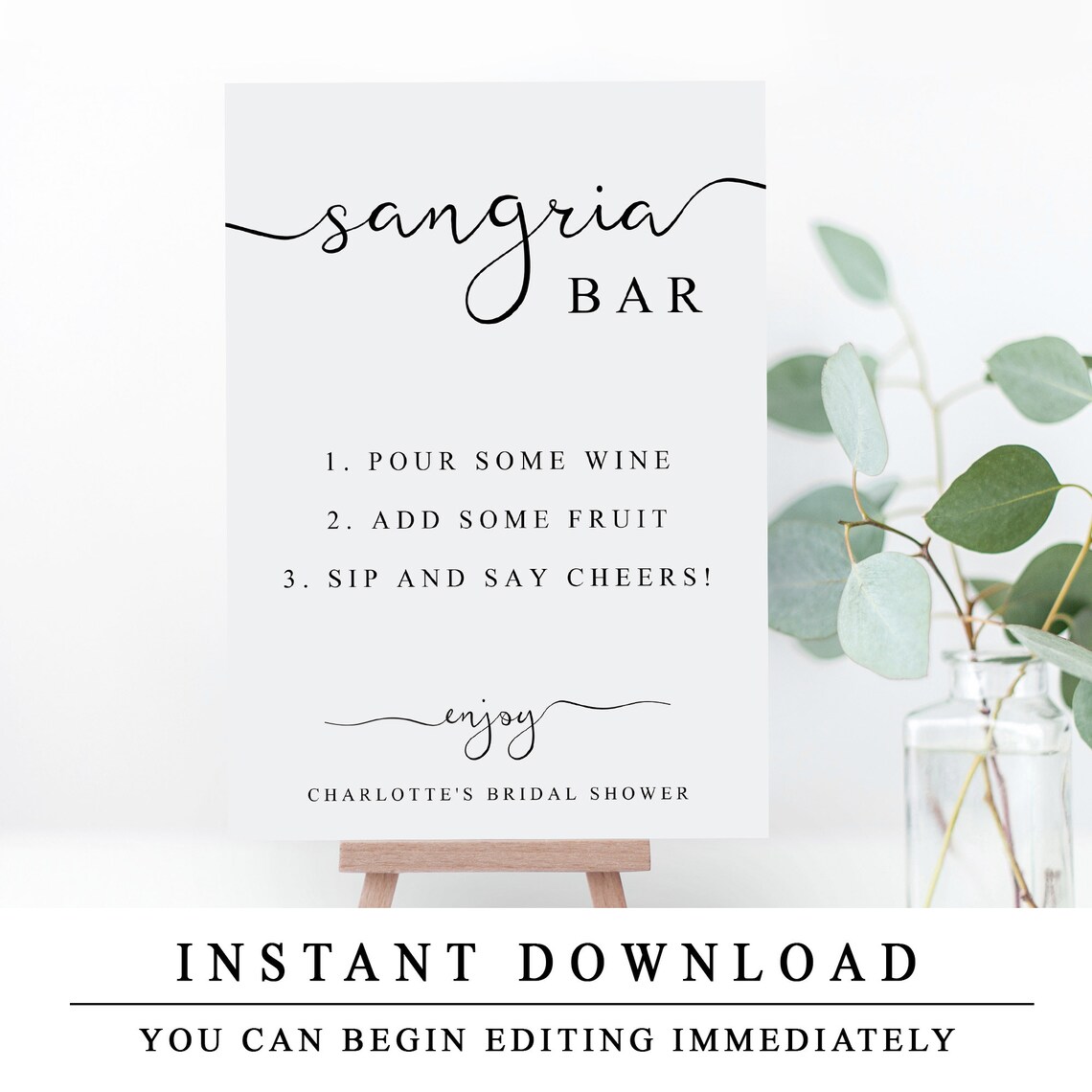 Sangria Bar Sign Bridal Shower Decoration Bachelorette Party | Etsy