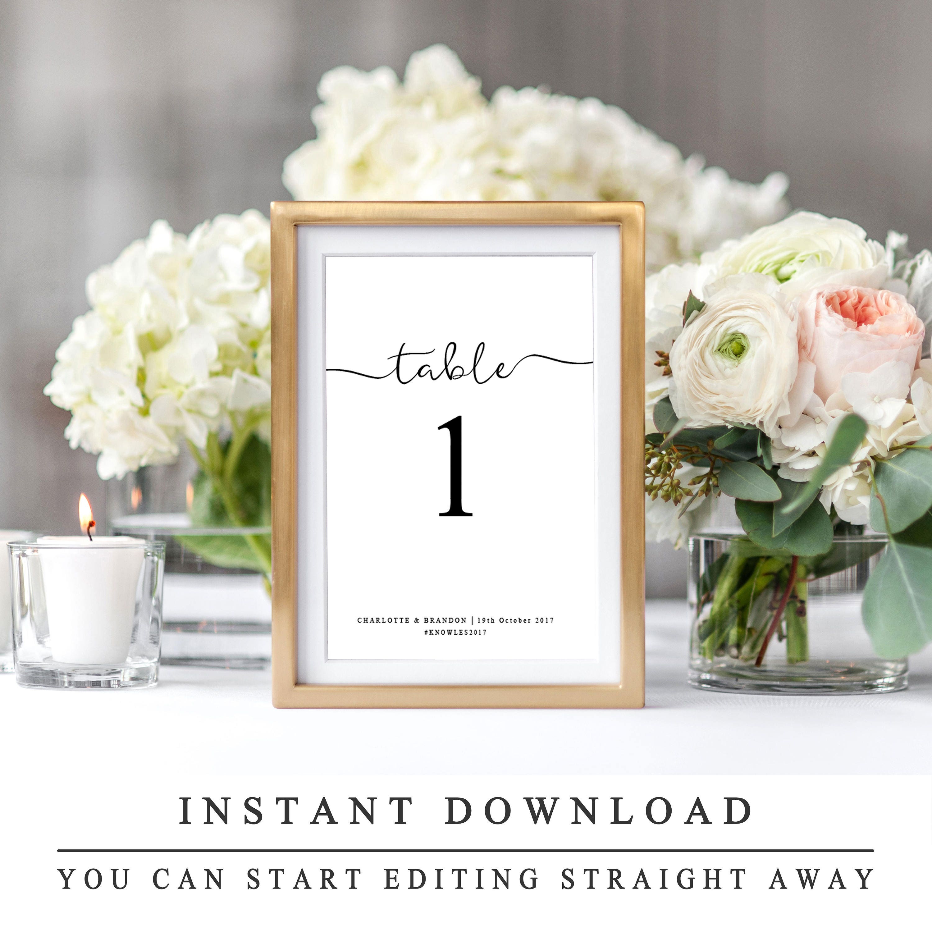 DIY Wedding Table Names and Number Template Printable - Etsy Canada
