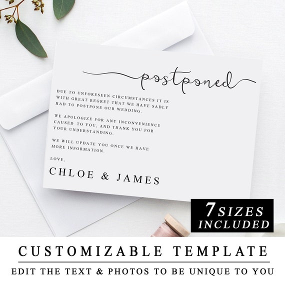 Postpone Wedding Design in 'The One' Editable | Etsy
