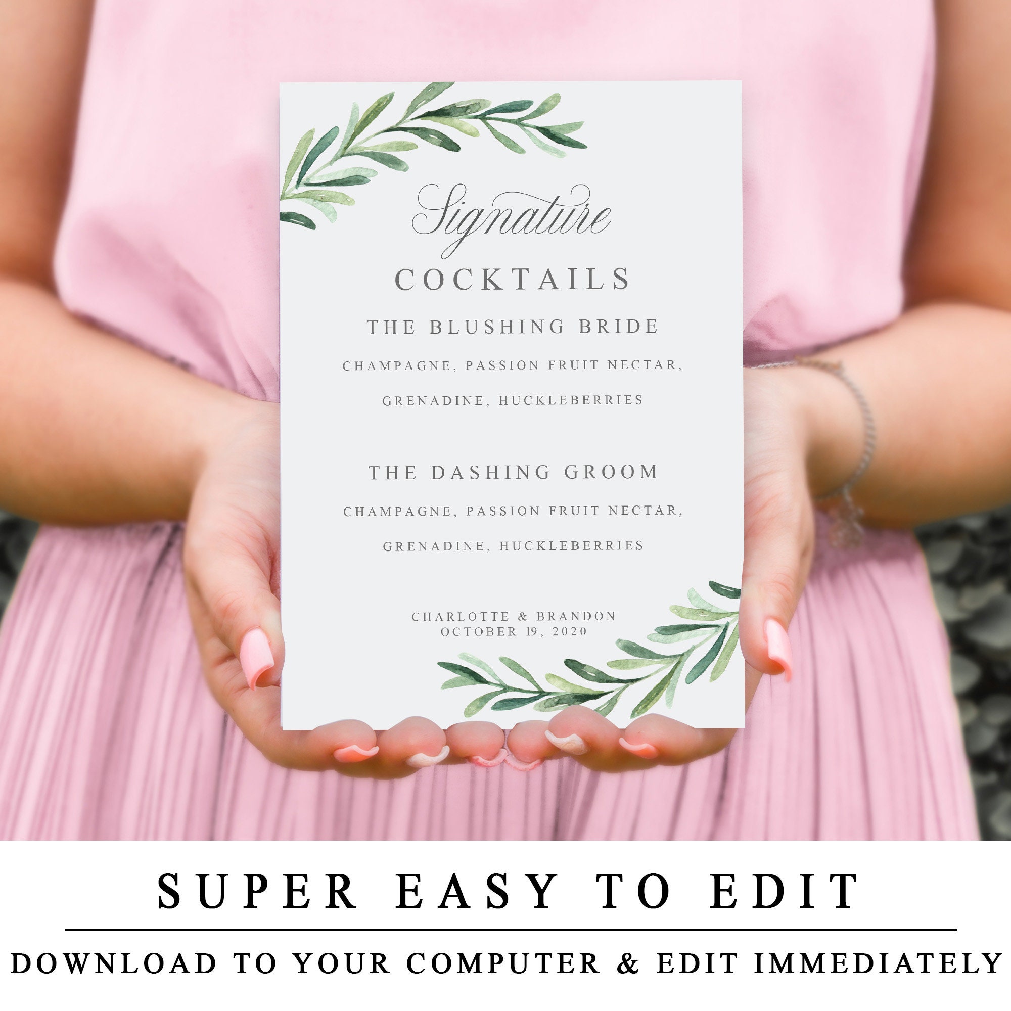 Signature Drink Sign Printable, Signature Cocktail Sign, Wedding Drinks ...