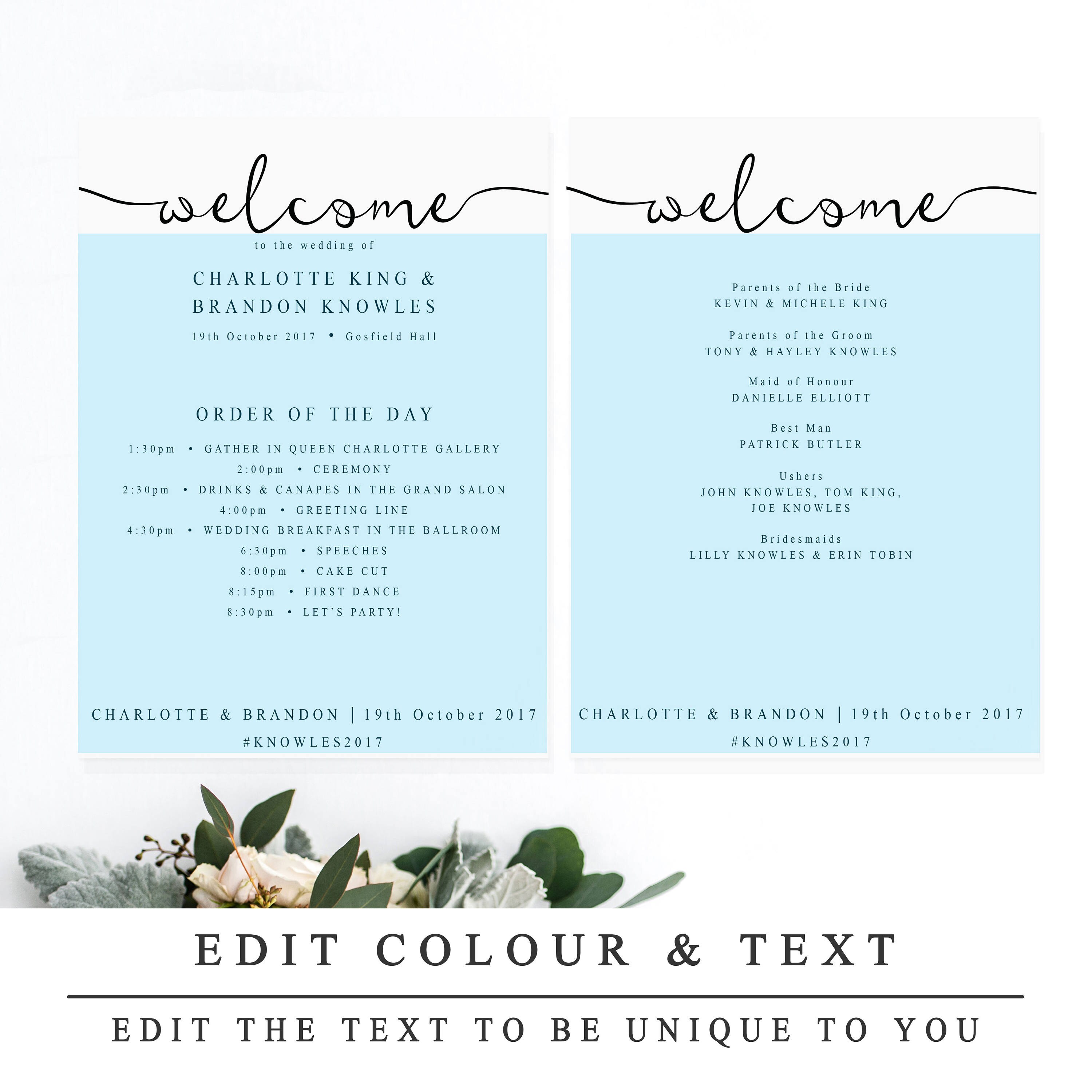 2 Sided Wedding Program Template Printable Editable Wedding - Etsy