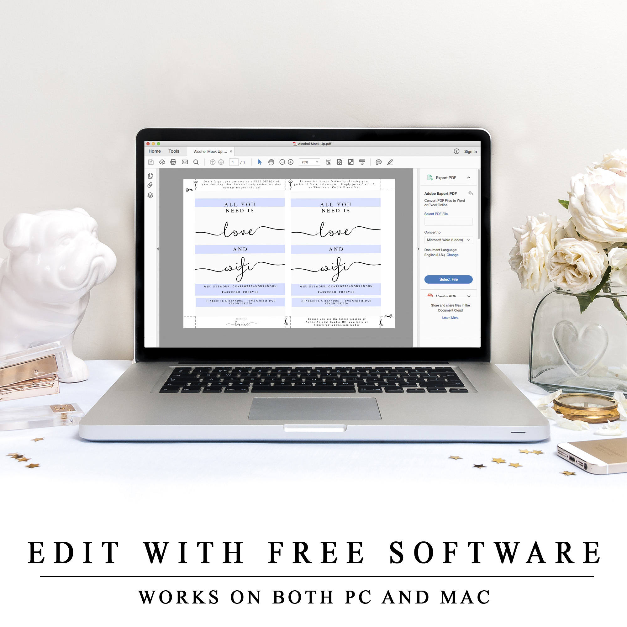 DIY Wedding Wifi Password Sign, Printable Internet Network Details ...