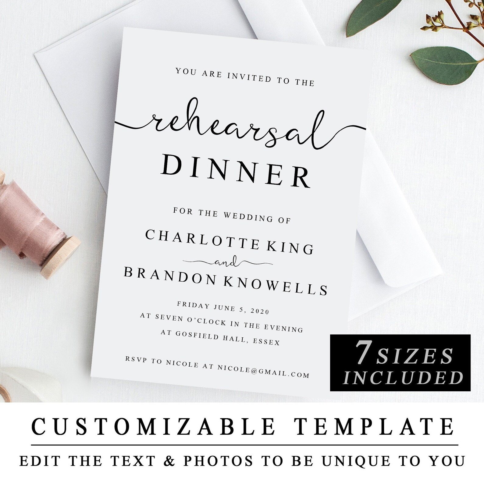 Printable Rehearsal Dinner Invitation Template The Night Etsy