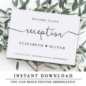 DIY Wedding Reception Welcome Sign, 24sizes, Personalised Wedding ...