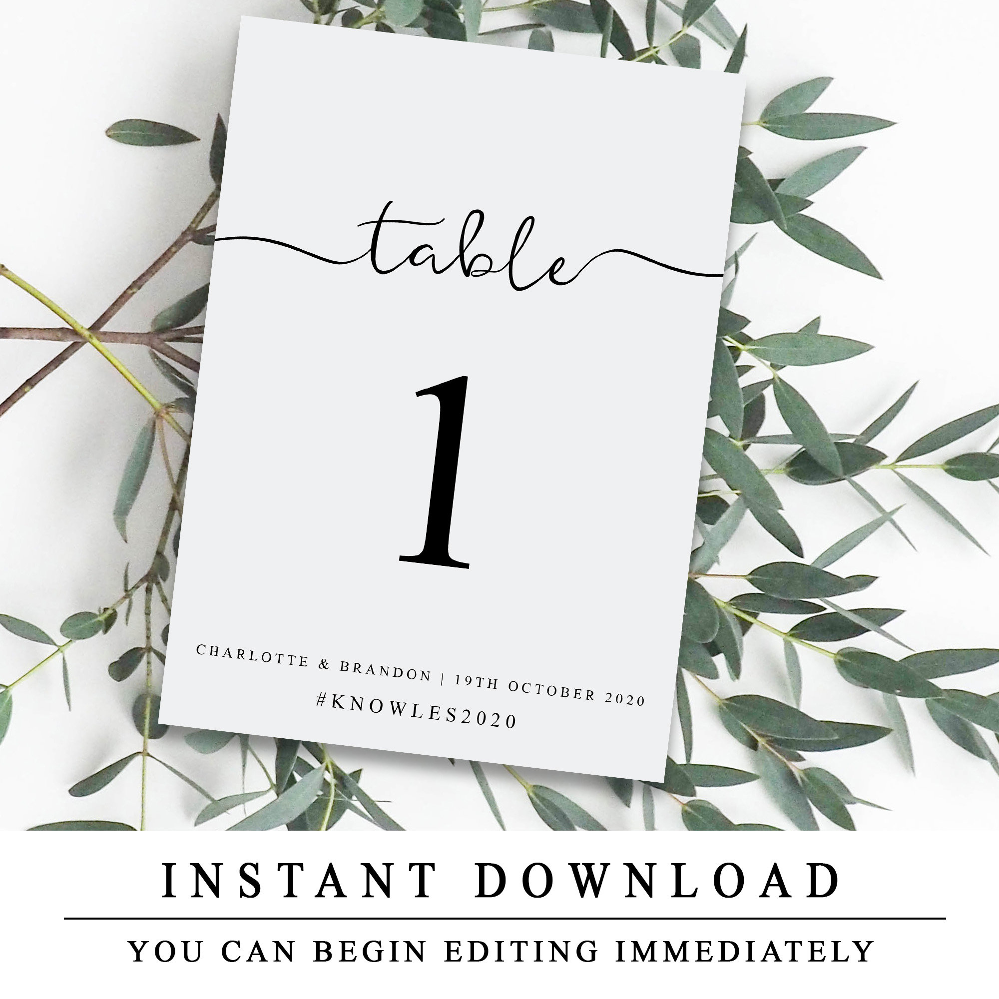 Editable Wedding Reception Table Name Sign DIY Wedding Table | Etsy