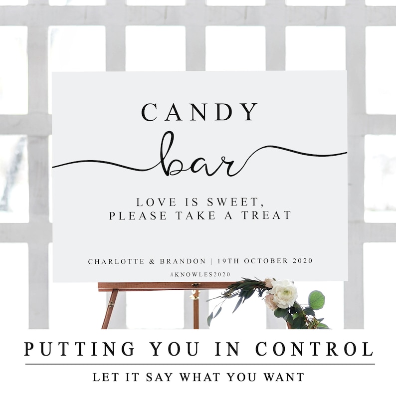 DIY Printable Wedding Sign Wedding Candy Bar Sign Sweet Cart | Etsy