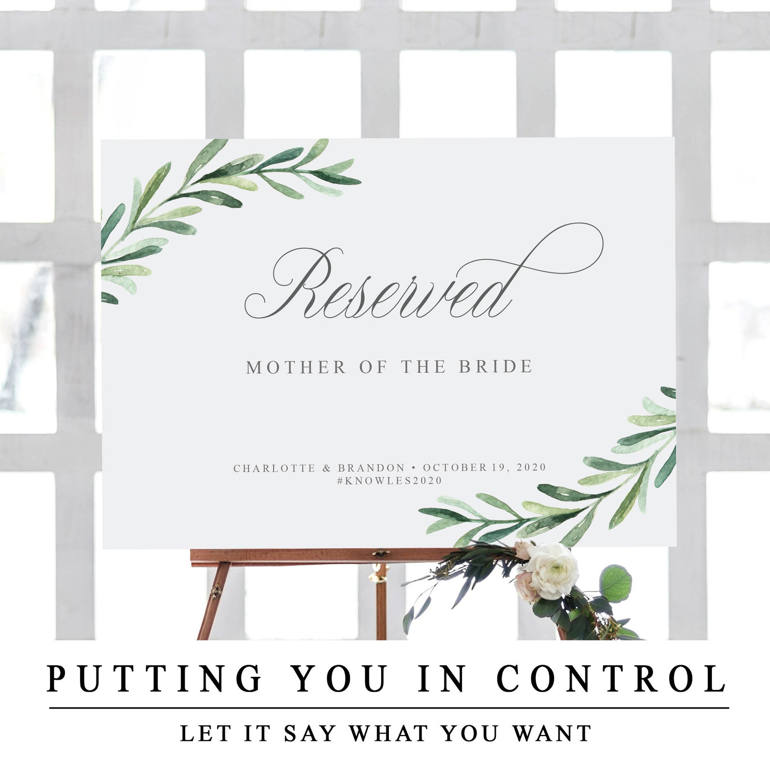 Greenery Reserved Sign Printable Wedding Reserved Signs Row | Etsy UK