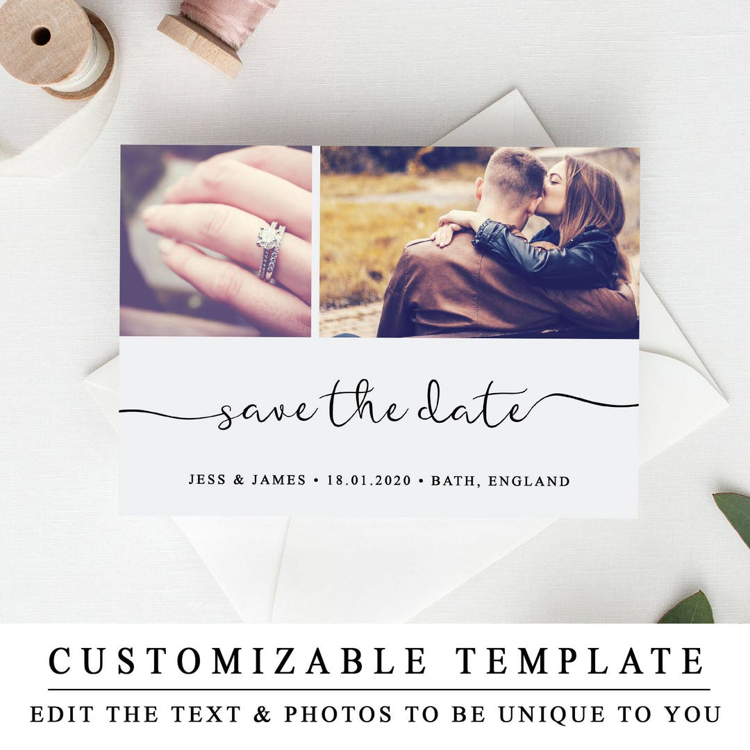 Save the Date Photo Card Template (5x7) - DIY Wedding Cards - (edit ...