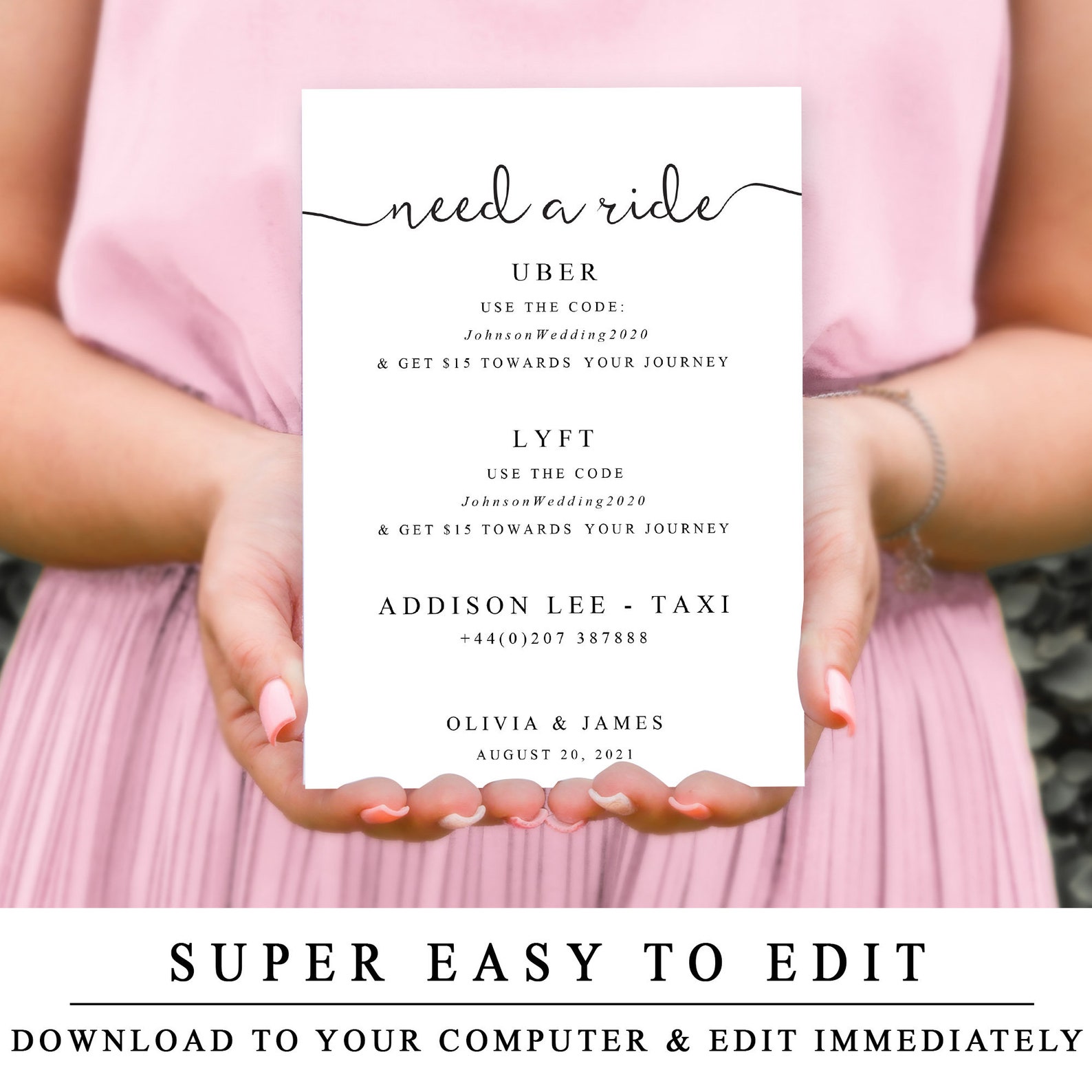 Need A Ride Uber Sign in 'the One', Editable Wedding Transport Sign ...