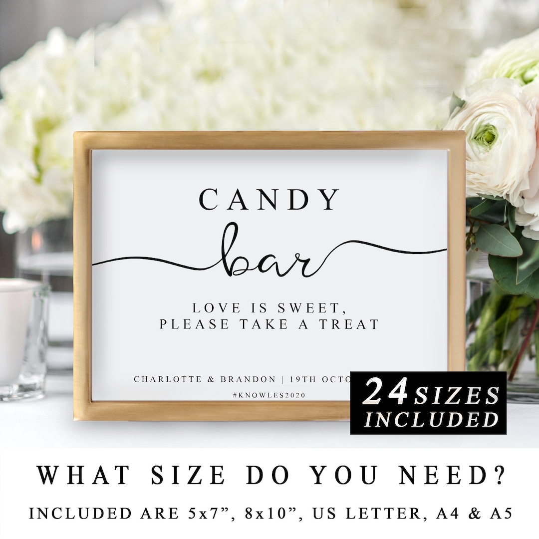 DIY Printable Wedding Sign, Wedding Candy Bar Sign, Sweet Cart Sign ...