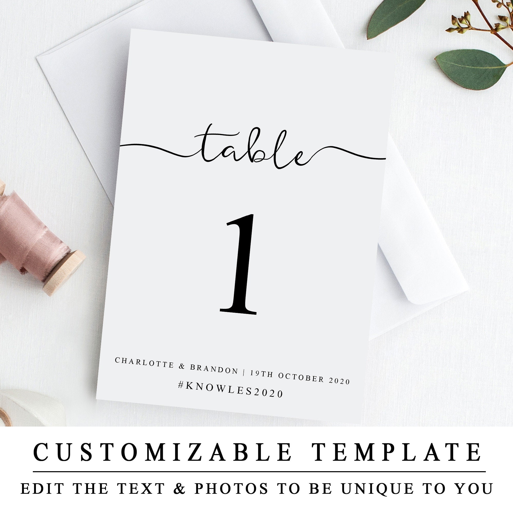 Editable Wedding Reception Table Name Sign DIY Wedding Table | Etsy