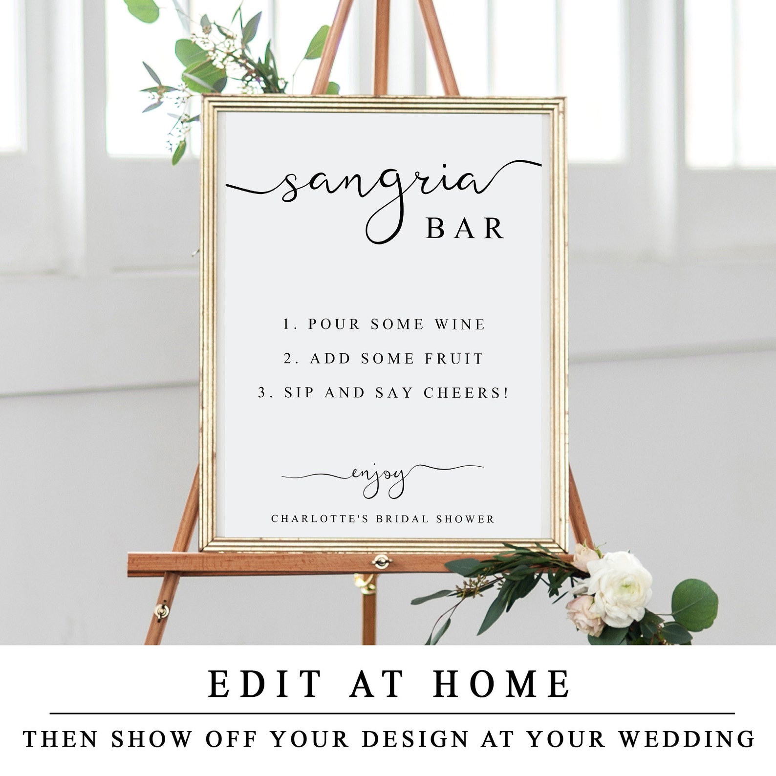 Sangria Bar Sign Bridal Shower Decoration Bachelorette Party | Etsy