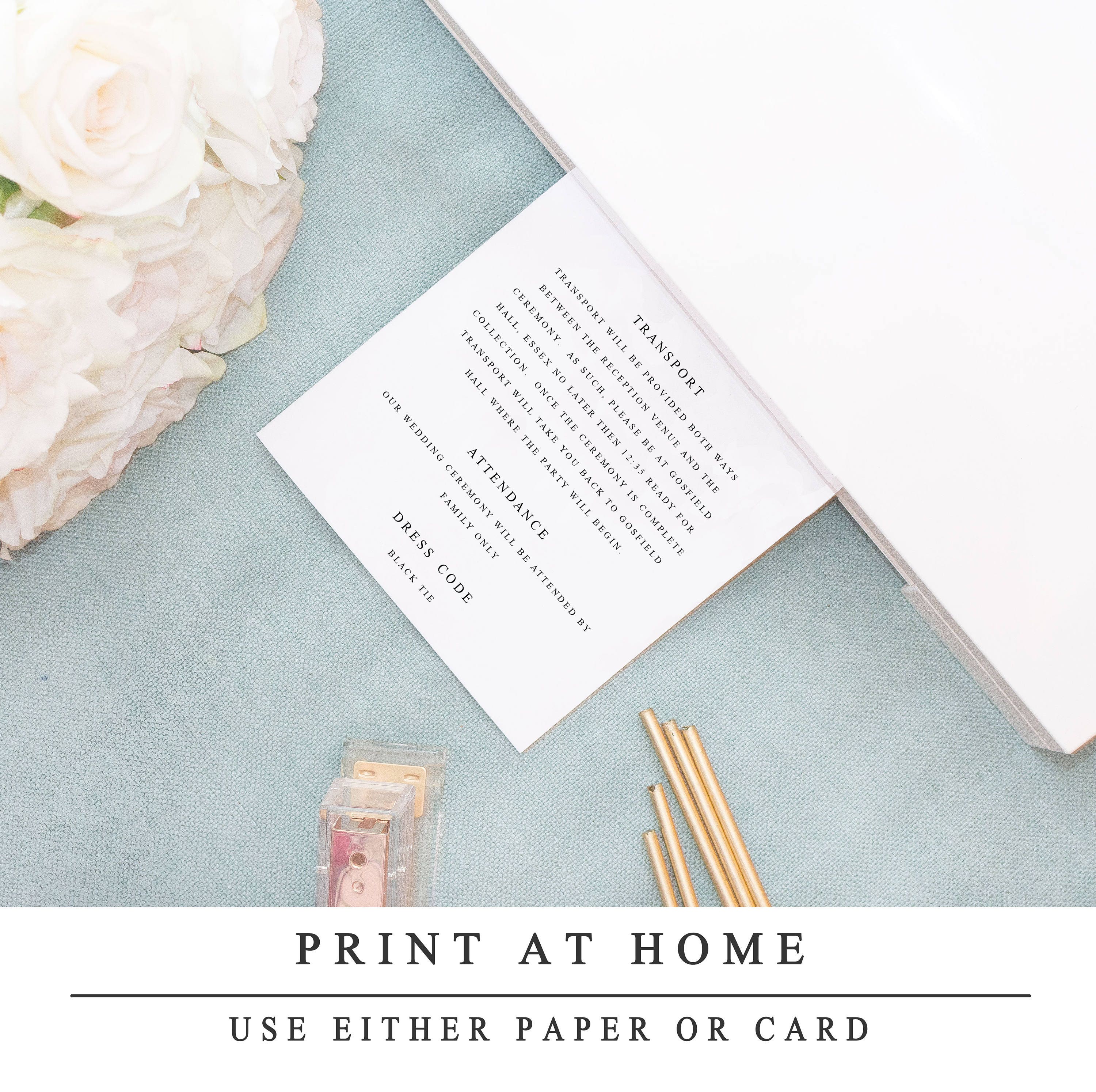 Printable Wedding Ceremony Template Wedding Insert Cards | Etsy