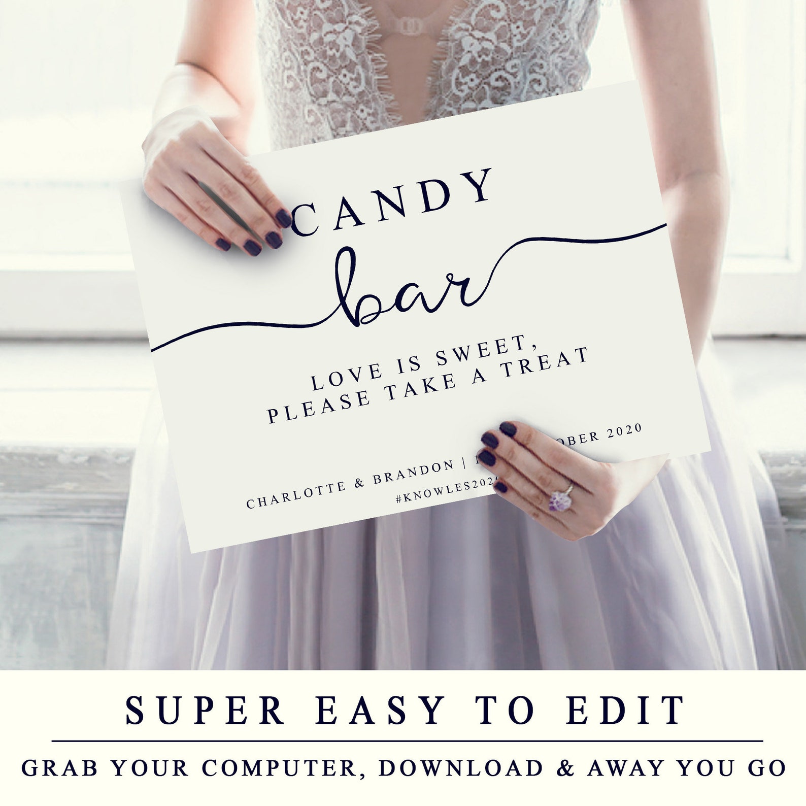 DIY Printable Wedding Sign, Wedding Candy Bar Sign, Sweet Cart Sign ...