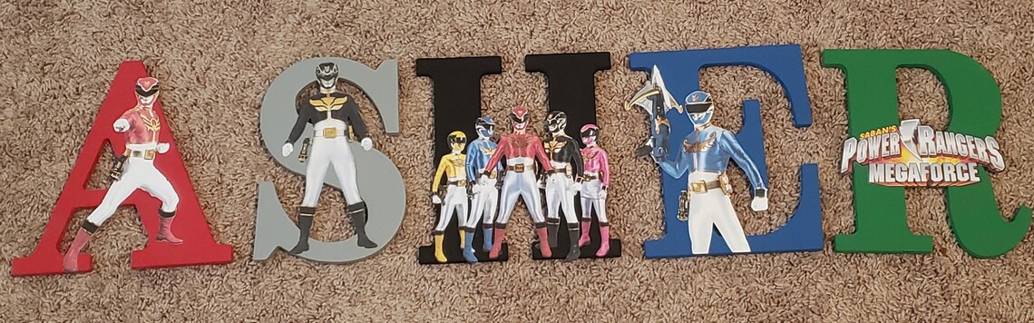 Power Rangers Wooden Letters custom Wooden Name - Etsy