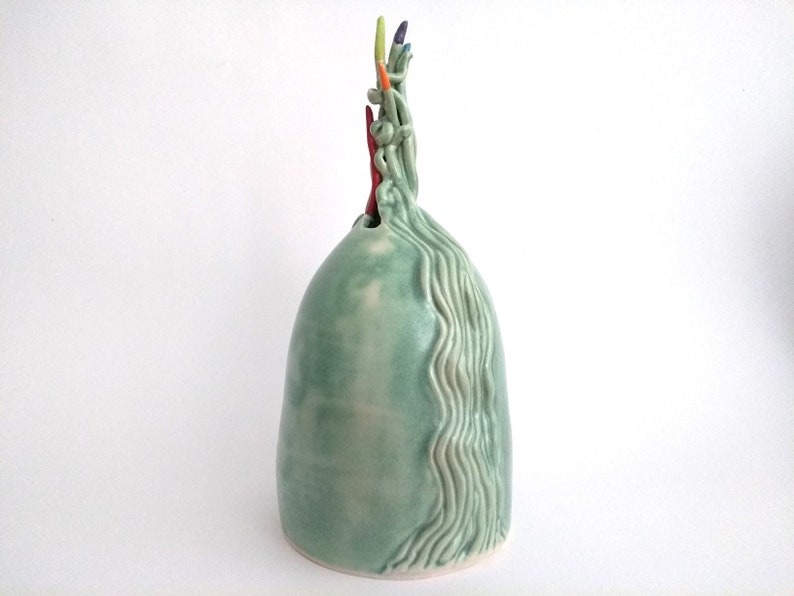 Tall Ceramic Art Sculpture, Modern, Handmade, Artsy, Tree on Mountain W ...