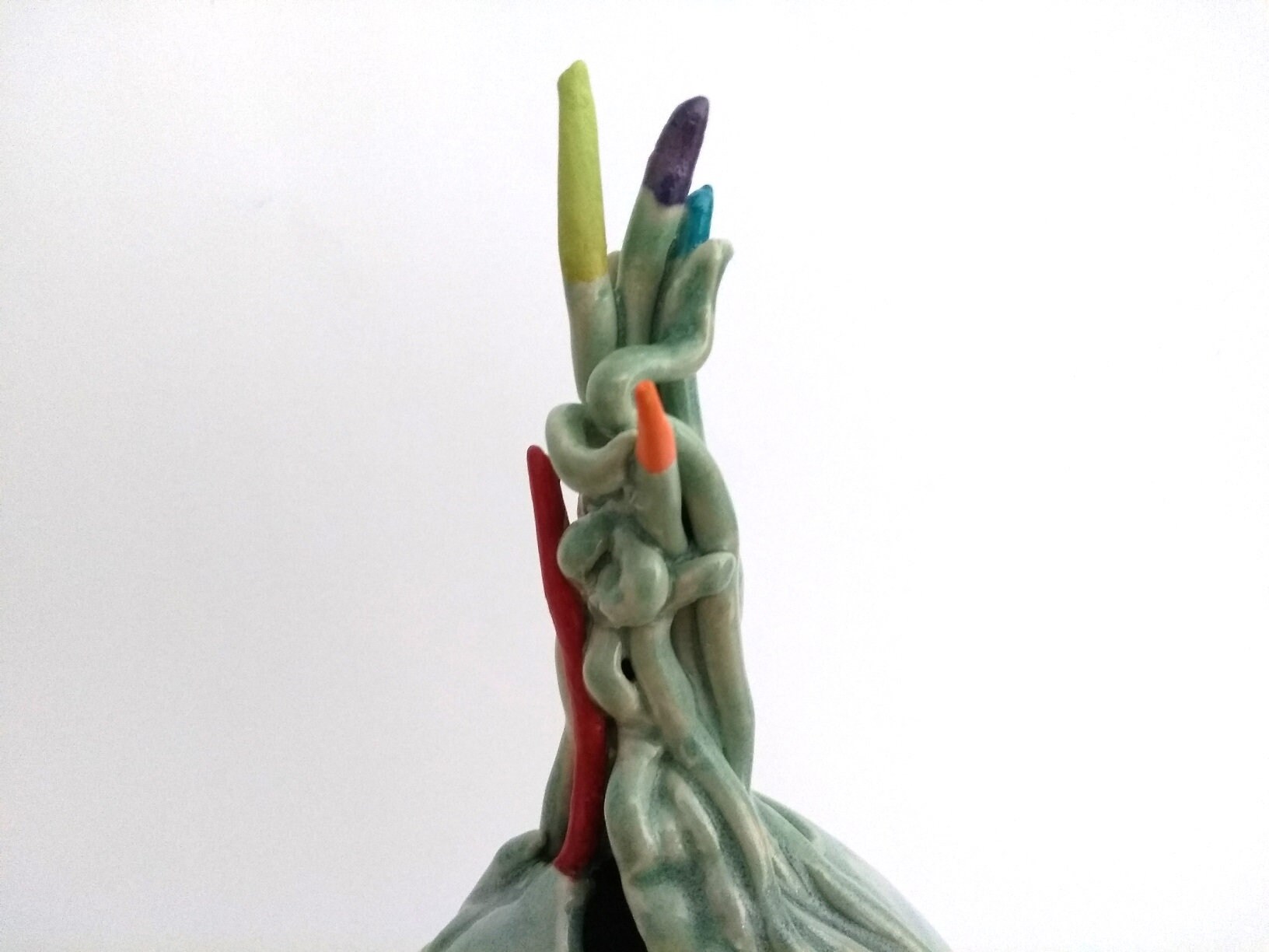 Tall Ceramic Art Sculpture, Modern, Handmade, Artsy, Tree on Mountain W ...