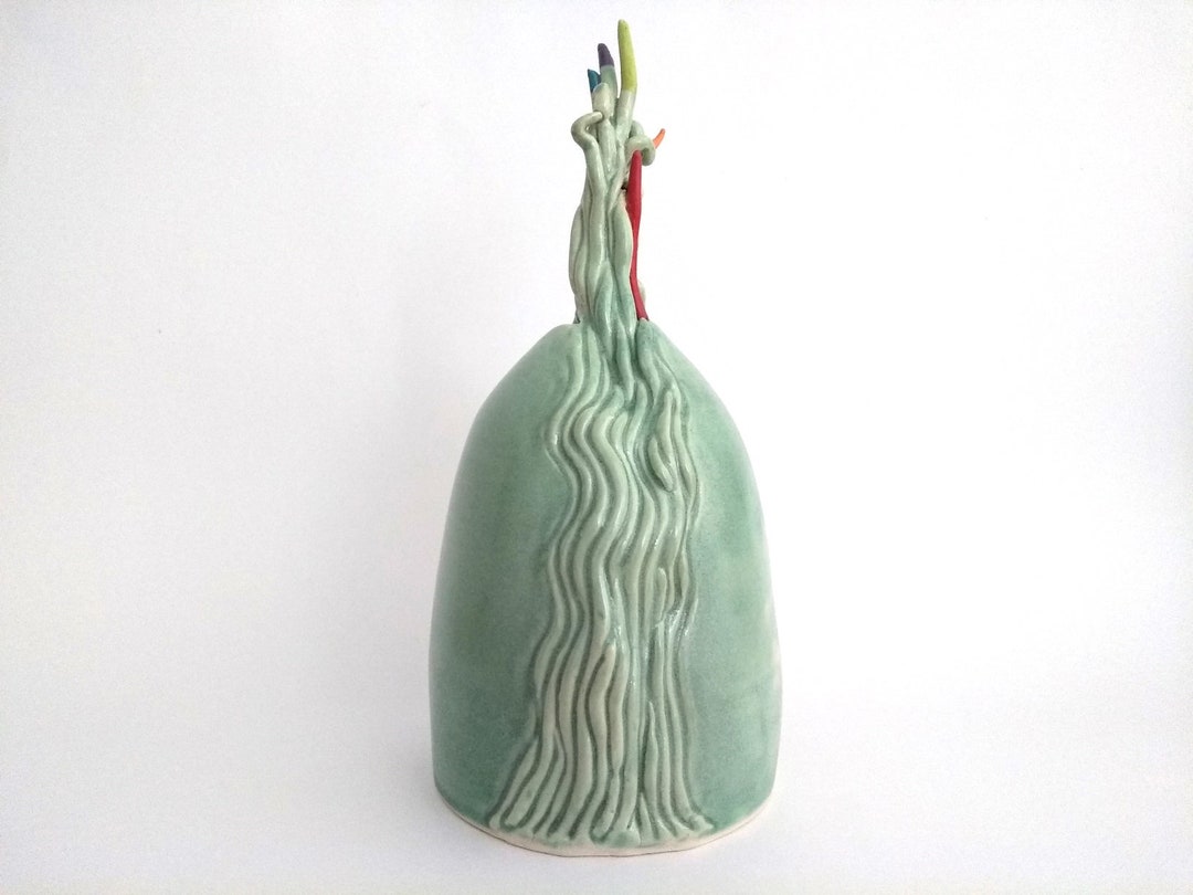 Tall Ceramic Art Sculpture, Modern, Handmade, Artsy, Tree on Mountain W ...