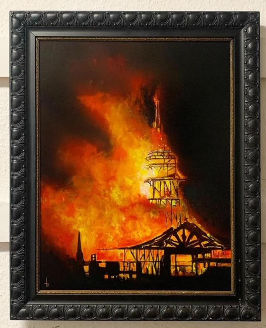 Black Metal Church Burning. Fantoft Stave Church Painting - Etsy