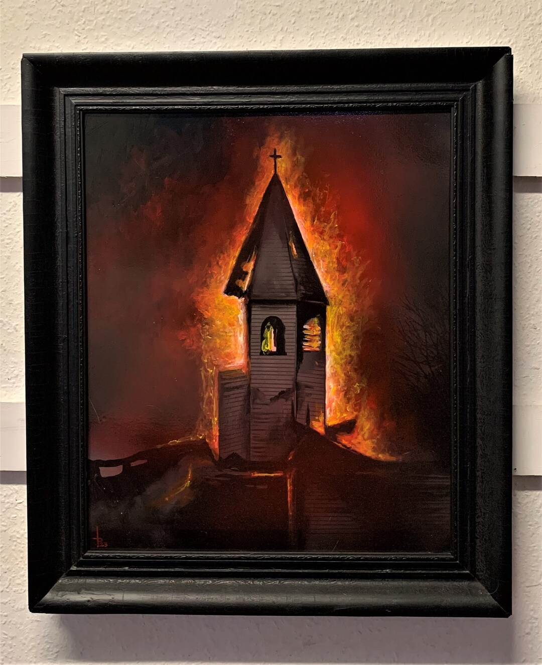 Burning Church Painting. Satanic Art, Dark Art, Occult Art, Anti ...