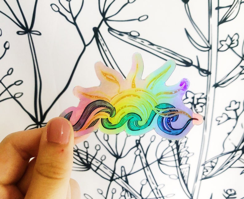 Wave and Sun Vinyl Sticker Laptop Stickers-party | Etsy