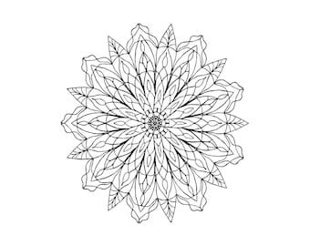 Coloring Page Floral Star Mandala Flower Geometric Repeating Pattern ...