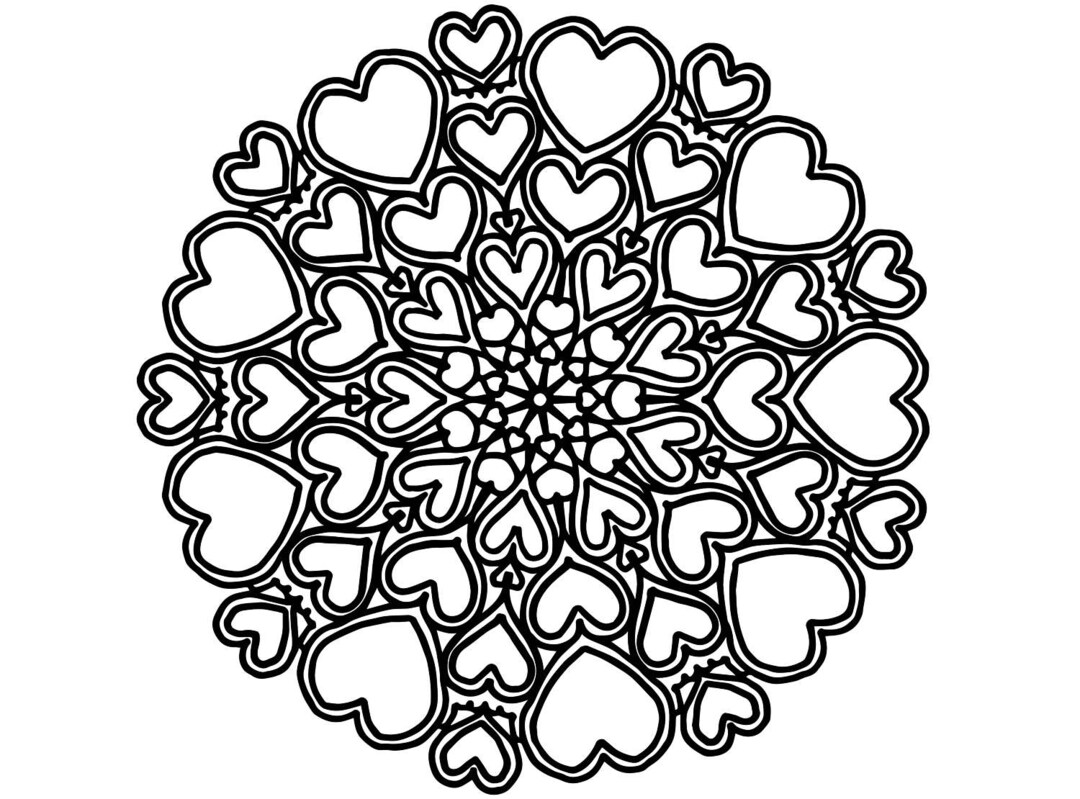 Mandala Malseite, Sofort Download für Erwachsene und Kinder, Hearts Are ...